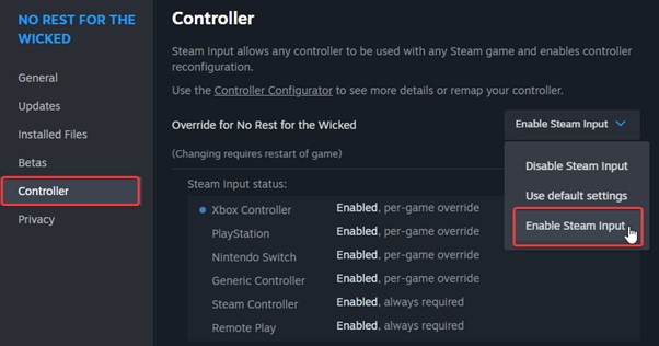 No Rest For The Wicked: How to Enable PlayStation Controller Support